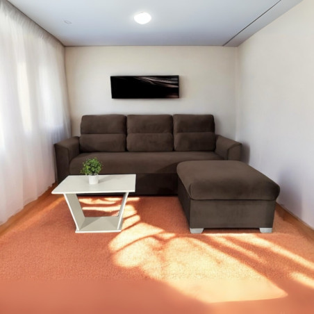 SOFÁ PIRIBEBUY 3L MARRÓN + PUFF